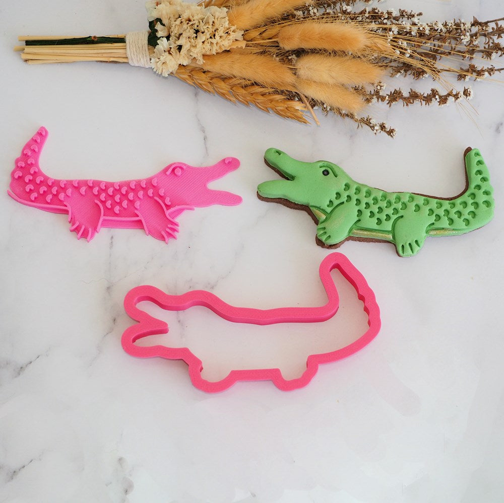 Crocodile (Stamp Set) Emboss 3D Printed Cookie Stamp + 3D Printed Cook ...