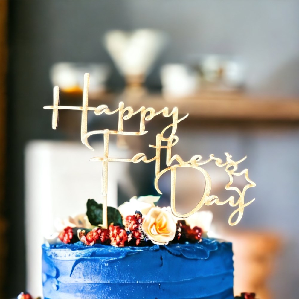 Happy Father's Day (Script) Cake Topper - Plywood – Sweet Themes